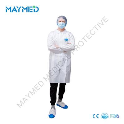 China Elastic Cuffs EN14126 Disposable Lab Coats for sale