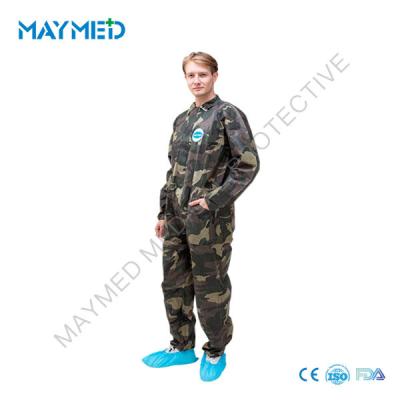 China Disposable Camouflage Nonwoven PP Coverall ISO13485 ISO900 for better protection for sale