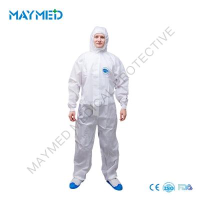 China Disposable Anti - Static SMS 55gsm Nonwoven Coverall Biological protective overalls ISO13485 for sale