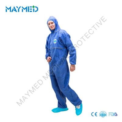 China Bound Seams Type 5/6 SMS Disposable Coveralls anti biological and virus ISO13485 for sale