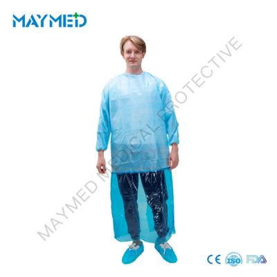 China 0.10mm Disposable LDPE Clothes With PP Nonwoven Smock for sale