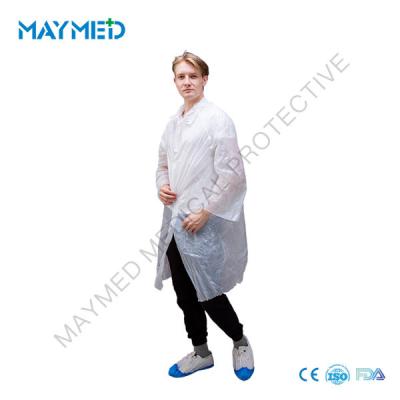 China Protective Disposable PE Visitor Coat With Collar for sale