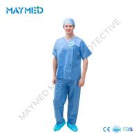 China Short Sleeves SMS Nonwoven Disposable Scrub Suits for sale