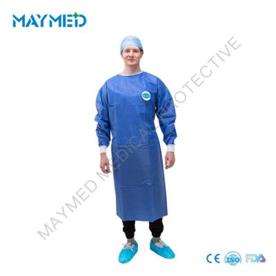 China EN13795 Knitted Cuffs Disposable Surgical Gowns SMS 45g anti virus EN13795 for sale