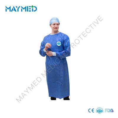 China SMS Hospital Nonwoven Disposable Operating Gowns With Cuffs surgical gowns for sale