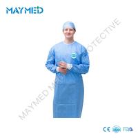 China Blue Wood Pulp Spunlace Disposable Surgical Gowns For Doctor for sale