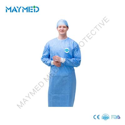 China Blue Wood Pulp Spunlace Disposable Surgical Gowns For Doctor for sale