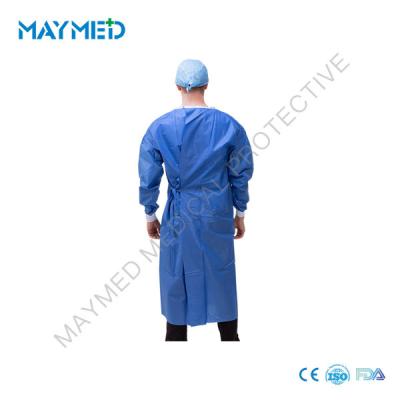 China Hospital Blue Disposable Surgical Gowns With Knitted Cuffs waterproof and anti virus for sale
