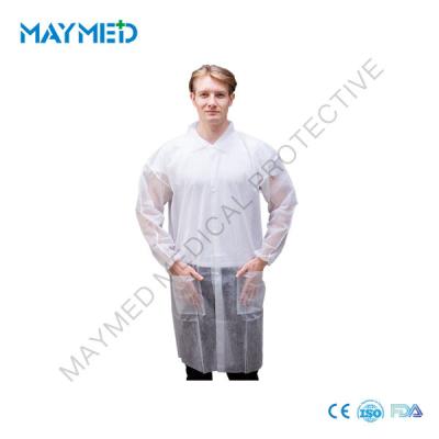 China Nonwoven Disposable Lab Coats With Buttons And Pockets for sale