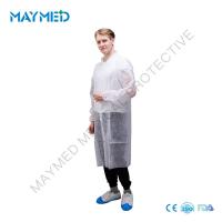 China PP Polypropylene 30gsm Disposable Lab Coats With Collar And Zipper for sale