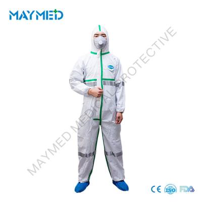 China Type 4 5 6 Microporous Disposable Coverall With Reflective Stripe EN1149 for sale