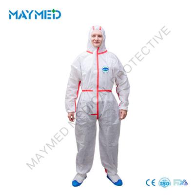 China Heat Sealed Tapes SMS Disposable 55g Nonwoven Coverall Suit EN13982 EN1149 for sale