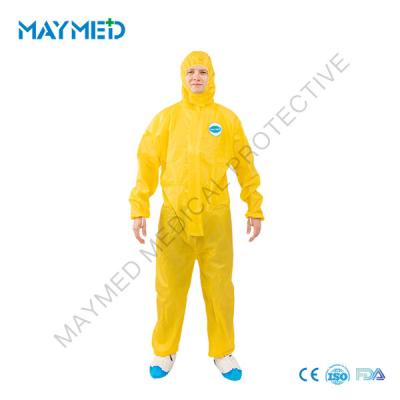 China Type 3 4 5 6 Yellow 90gsm Disposable Protective Coveralls for sale