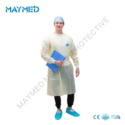 China PP Nonwoven Disposable Isolation Gowns 30gsm Blue / Yellow Single Use for sale