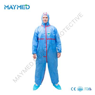 China CAT III Type 5 6 Taped Seams SMS Disposable Medical Coveralls Type5/6 EN13982 for sale