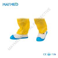 China Lint Free Plastic PP CPE Blue Disposable Shoe Covers for sale