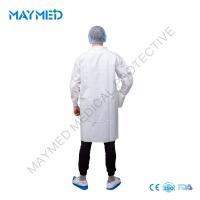 China Microporous 65g Zipper Or Button EN14126 Disposable White Coats for sale
