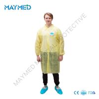 China Collar PP Polypropylene Visitor Disposable Lab Coats Workwear With Zipper for sale