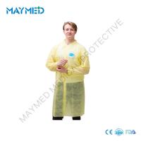 China Velcro Closure 70g PP Nonwoven Yellow Disposable Lab Coats for sale