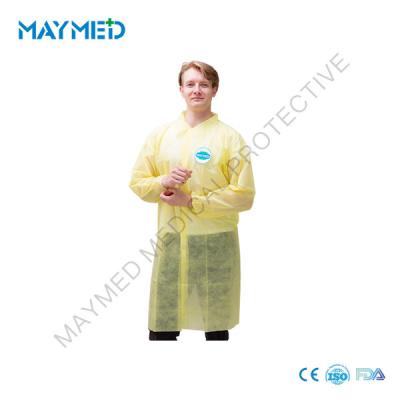 China Velcro Closure 70g PP Nonwoven Yellow Disposable Lab Coats for sale
