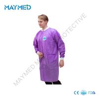 China Knitted Collar And Cuffs Disposable Lab Coats SMS Nonwoven for sale