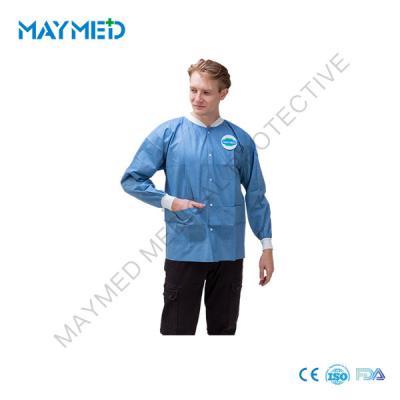 China Knitted Cuffs SMS Protective Breathable confortable Lab Coats ISO13485 from China factory directly for sale