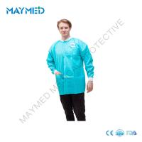 China Single Use SMS Nonwoven Disposable Lab Coats With Cuffs for sale