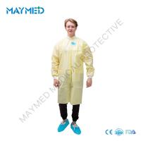 China Long Sleeves SMS 30-40g Nonwoven Disposable Lab Coats With Pockets for sale