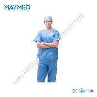 China SMS Patient Gown Disposable Scrub Suits Short Sleeves Shrit With Pants for sale