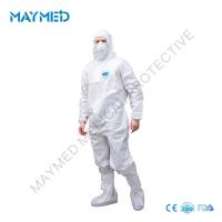 China Type 5 6 EN 14126 Disposable Hooded Coverall Microporous 65 GSM for sale