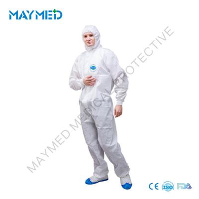China Type 5 6 SF Microporous Disposable Isolation Coverall Safety Suit Coverall for sale