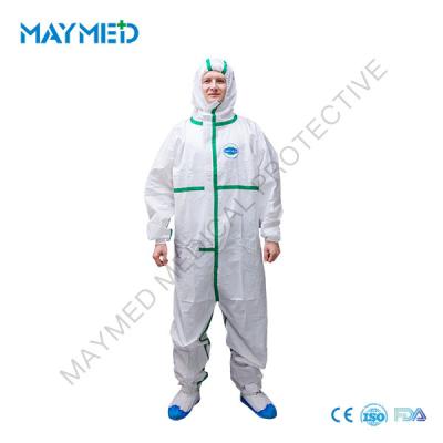China Type 4 5 6 Chemical Resistant Disposable Protective Coveralls 65gsm for sale