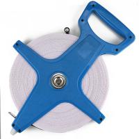 China Blue Open Reel Fiberglass Surveyors Tape Measure 400FT 121M Durable Waterproof for sale