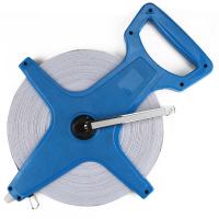 China Blue Open Reel Fiberglass Surveyors Tape Measure 400FT 121M Durable Waterproof for sale