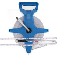 China Blue Open Reel Fiberglass Surveyors Tape Measure 400FT 121M Durable Waterproof for sale