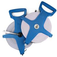China Blue Open Reel Fiberglass Surveyors Tape Measure 400FT 121M Durable Waterproof for sale