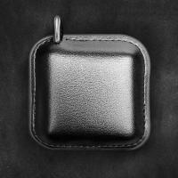 China Mini Black Genuine Leather Retractable Measuring Tape 60 Inch 150 cm Dual Sided Custom Brand for sale