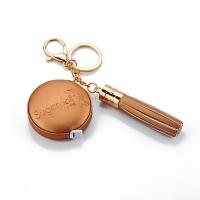 China Leather Covered Elegant Personalised Sewing Tape Measure With Tassel Keychain for sale