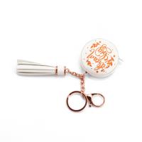 China Leather Covered Elegant Personalised Sewing Tape Measure With Tassel Keychain for sale