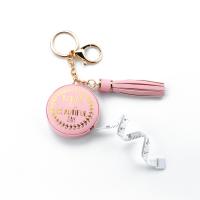 China Leather Covered Elegant Personalised Sewing Tape Measure With Tassel Keychain for sale