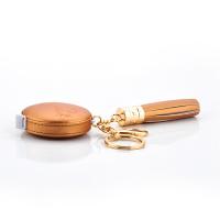 China Leather Covered Elegant Personalised Sewing Tape Measure With Tassel Keychain for sale