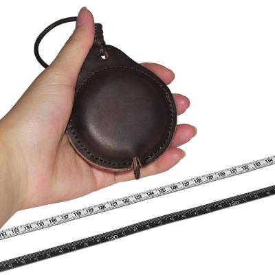 China PU Leather Retractable Tape Measure 150cm 60inch Dual Sided cm and inch for Sewing Handicraft for sale