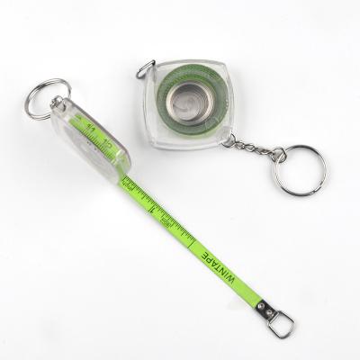 China Wintape 80 Inches 2m Mini Steel Tape Measure Transparent ABS Plastic Casing Green with Keychain for sale