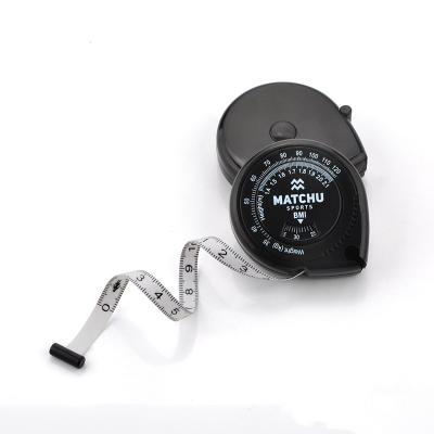 China Wintape 1.5m Black Compact BMI Measuring Tape for Body Fitness Monitoring 150cm for sale