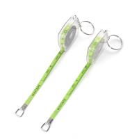 China Green Metal Measuring Tape Keychain 2 Meters 80 Inches Transparent Plastic Shell for sale
