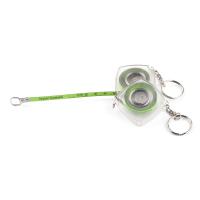 China Green Metal Measuring Tape Keychain 2 Meters 80 Inches Transparent Plastic Shell for sale
