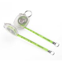 China Green Metal Measuring Tape Keychain 2 Meters 80 Inches Transparent Plastic Shell for sale