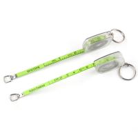 China Green Metal Measuring Tape Keychain 2 Meters 80 Inches Transparent Plastic Shell for sale