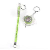 China Green Metal Measuring Tape Keychain 2 Meters 80 Inches Transparent Plastic Shell for sale