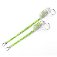 China Green Metal Measuring Tape Keychain 2 Meters 80 Inches Transparent Plastic Shell for sale